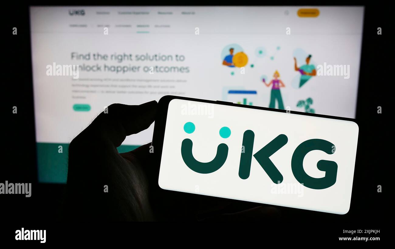 Stuttgart, Germany, 07-14-2023: Person holding cellphone with logo of ...