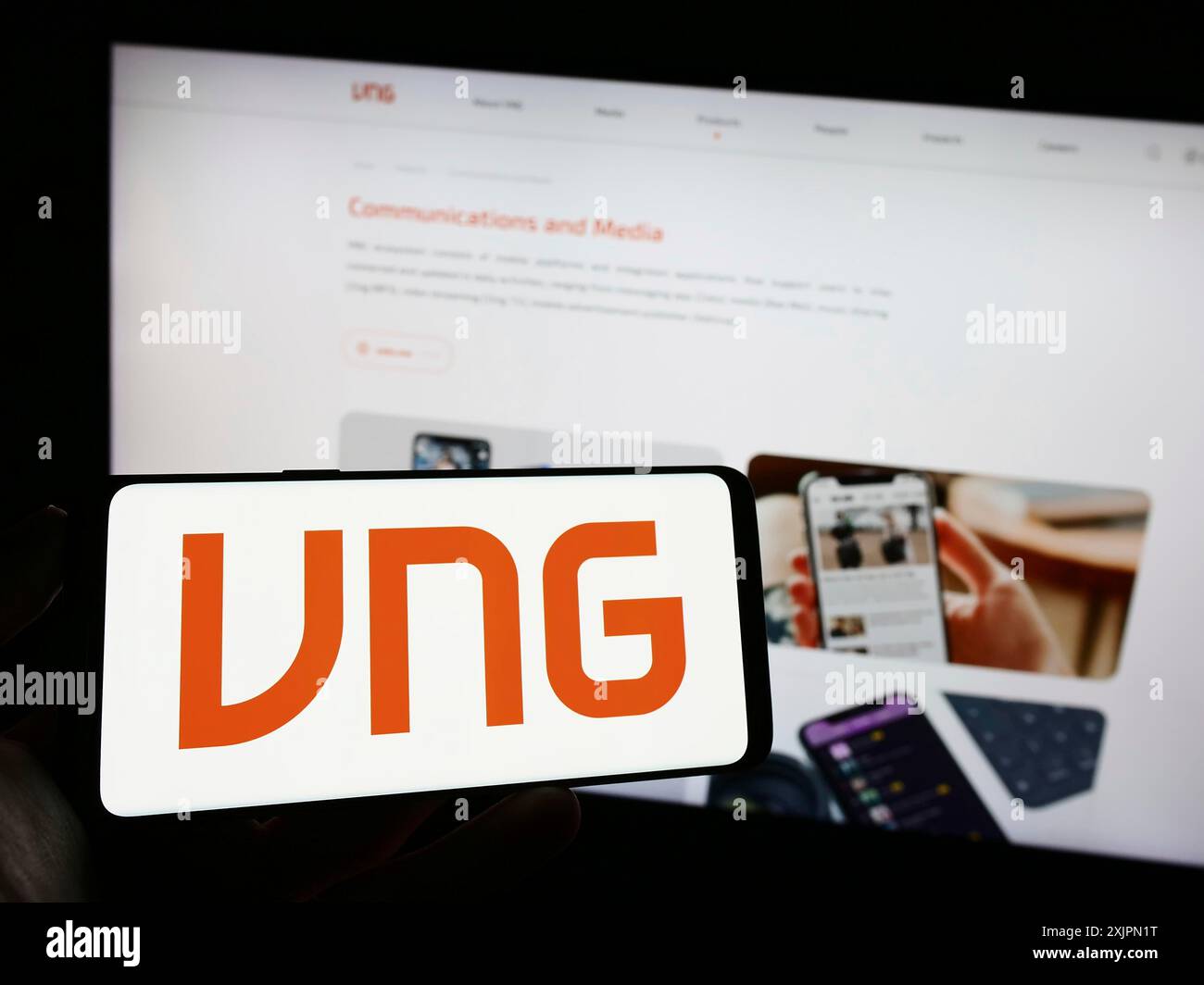 Stuttgart, Germany, 07-31-2023: Person holding mobile phone with logo ...