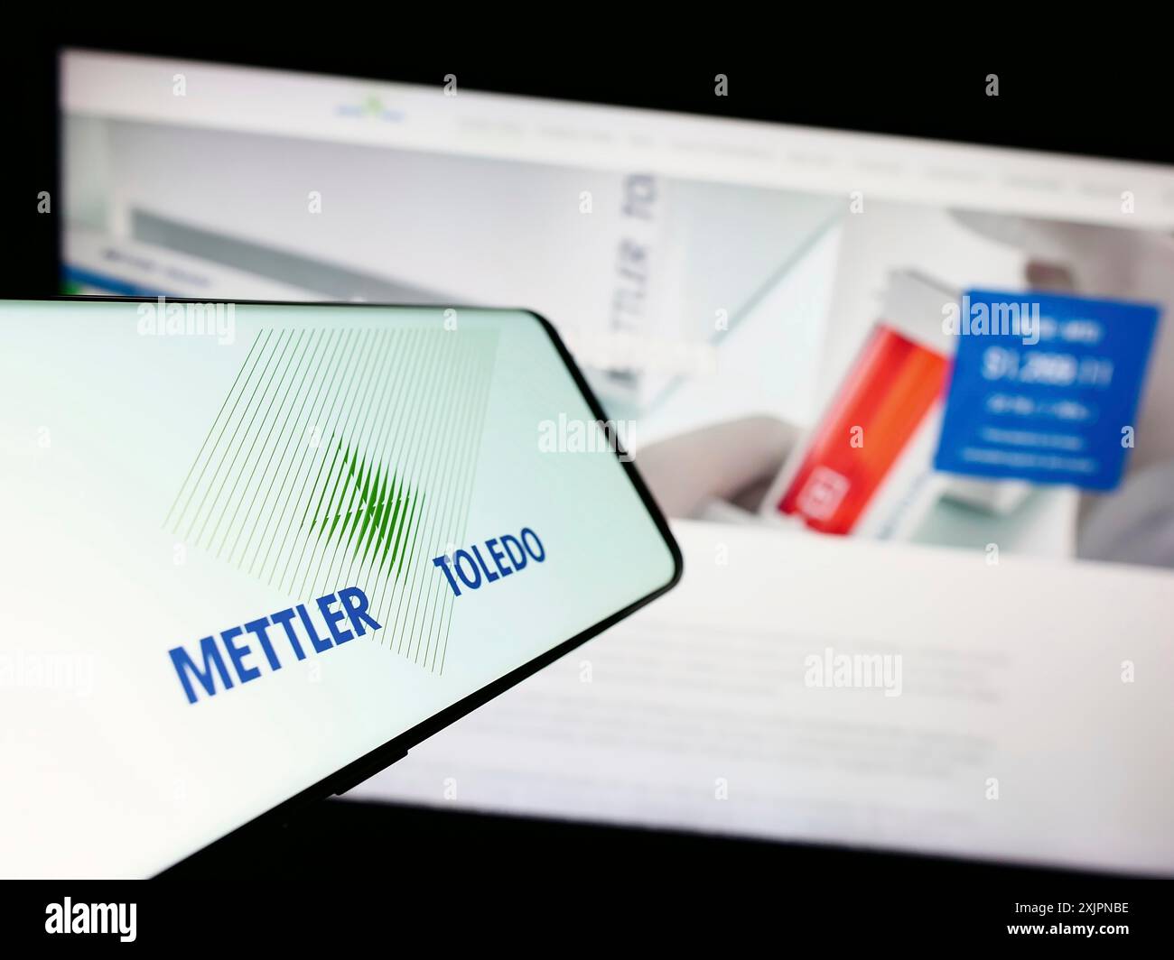 Stuttgart, Germany, 08-04-2023: Cellphone with logo of company Mettler ...