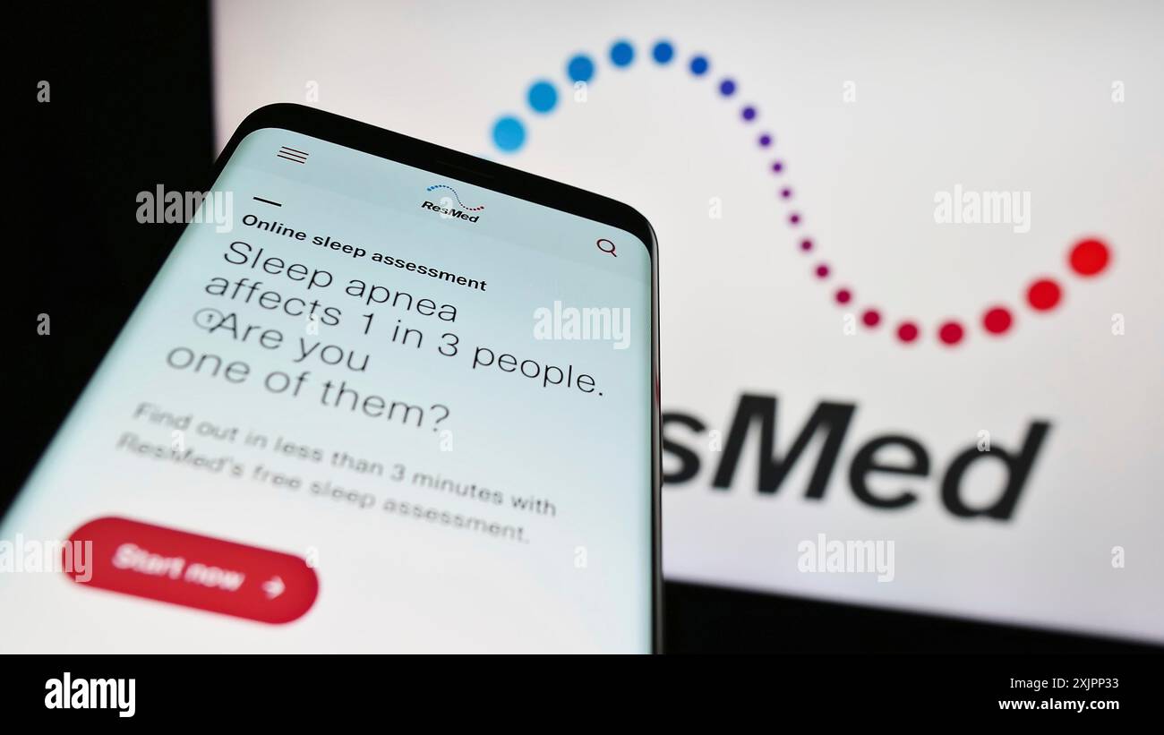 Stuttgart, Germany, 08-07-2023: Mobile phone with website of US medical ...