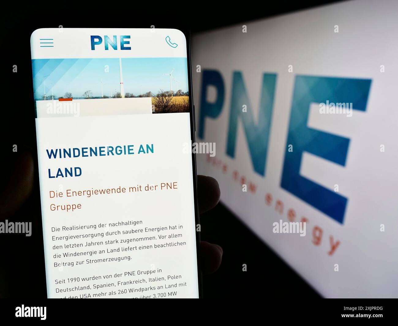 Stuttgart, Germany, 08-22-2023: Person holding mobile phone with web ...