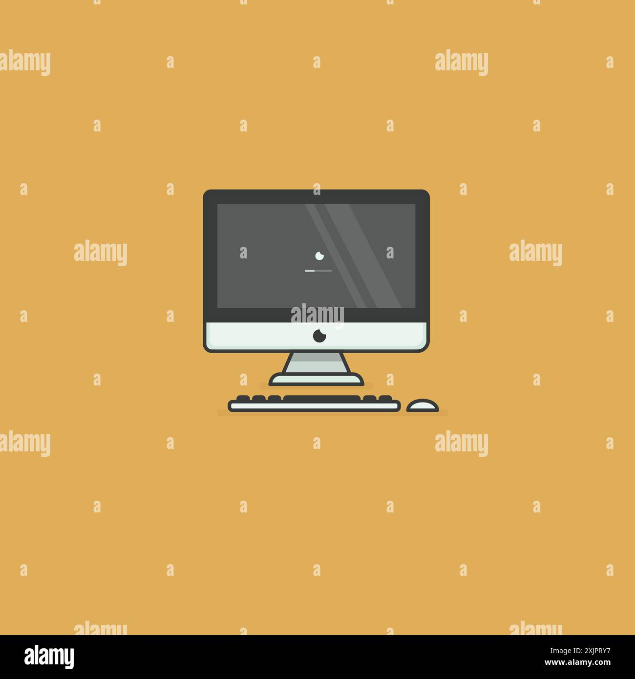 Apple mac, Computer monitor icon in flat style isolated on yellow ...