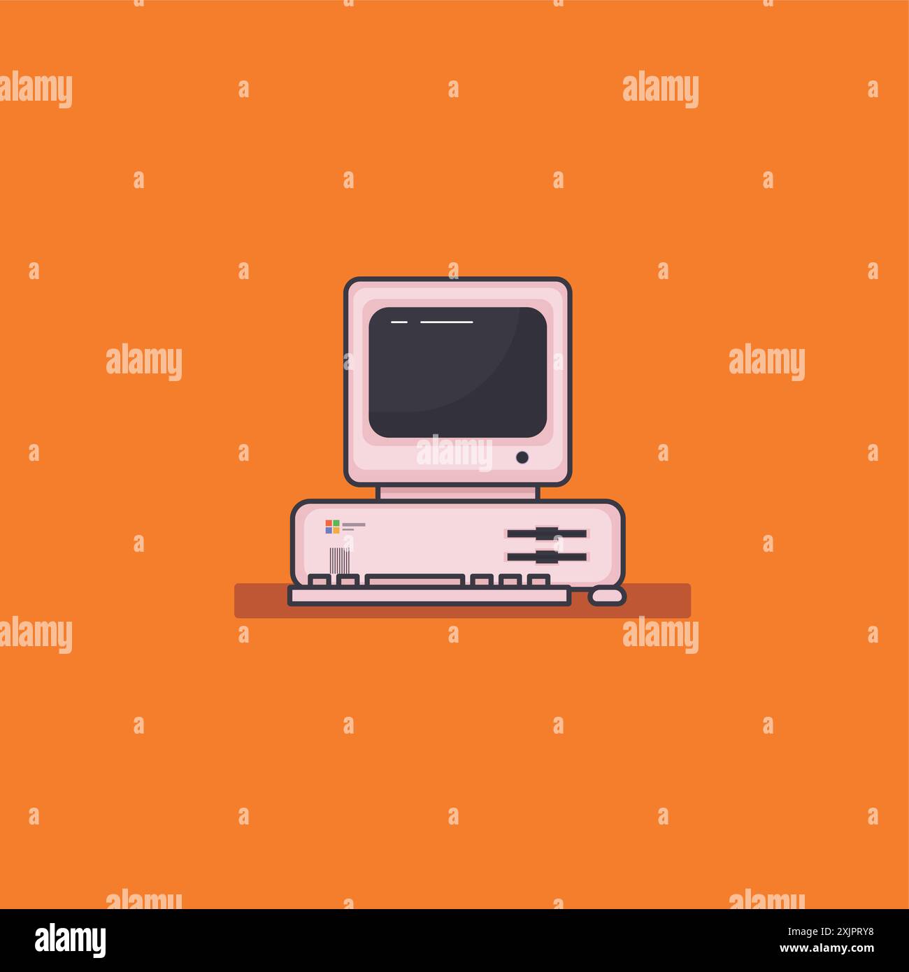 90s Pc Computer Icon Flat Design Vector Illustration Stock Vector