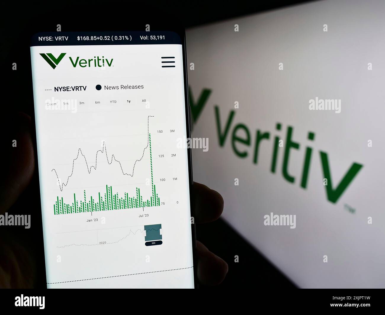 Stuttgart, Germany, 09-01-2023: Person holding cellphone with webpage ...
