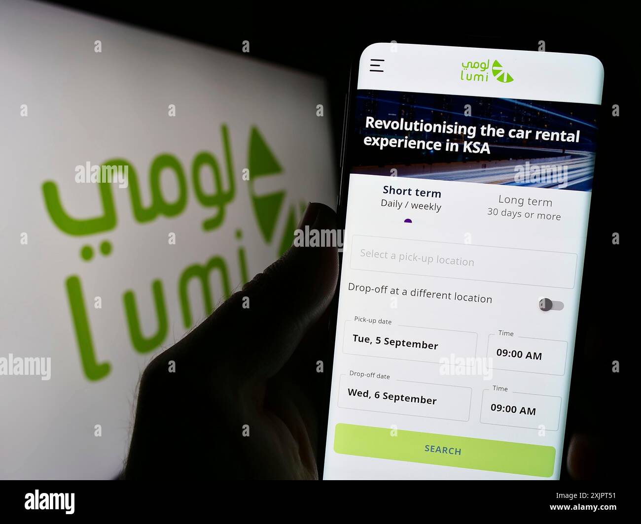 Stuttgart, Germany, 09-02-2023: Person holding cellphone with webpage ...