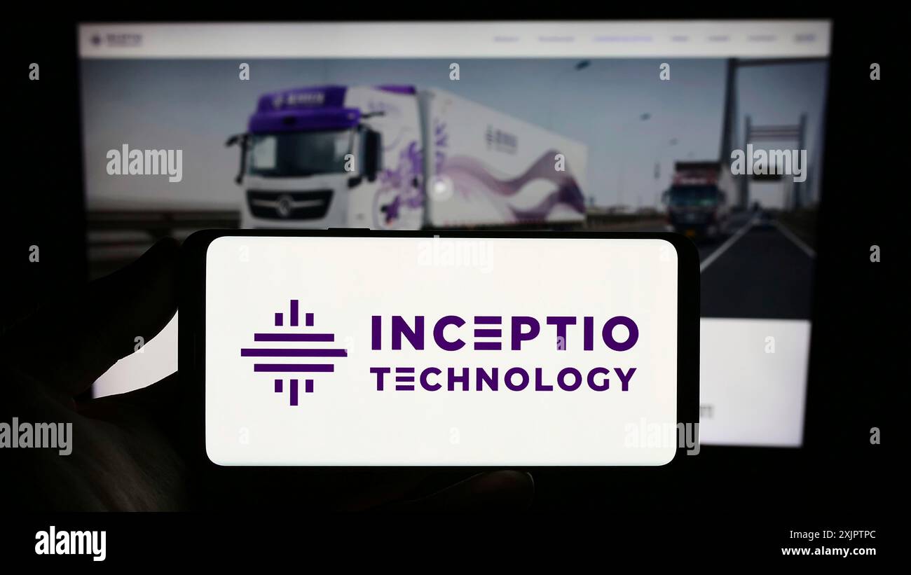 Stuttgart, Germany, 09-07-2023: Person holding smartphone with logo of ...