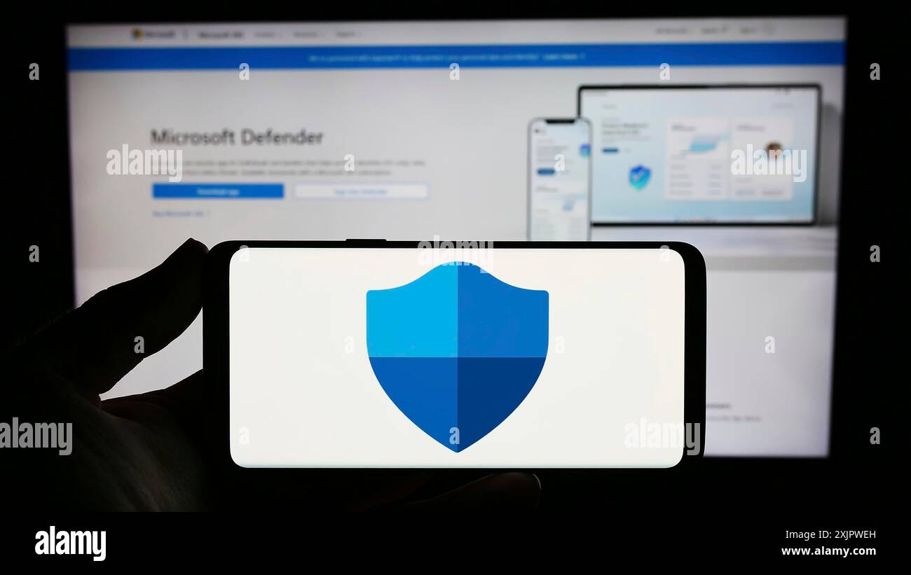 Stuttgart, Germany, 09-21-2023: Person holding smartphone with logo of ...