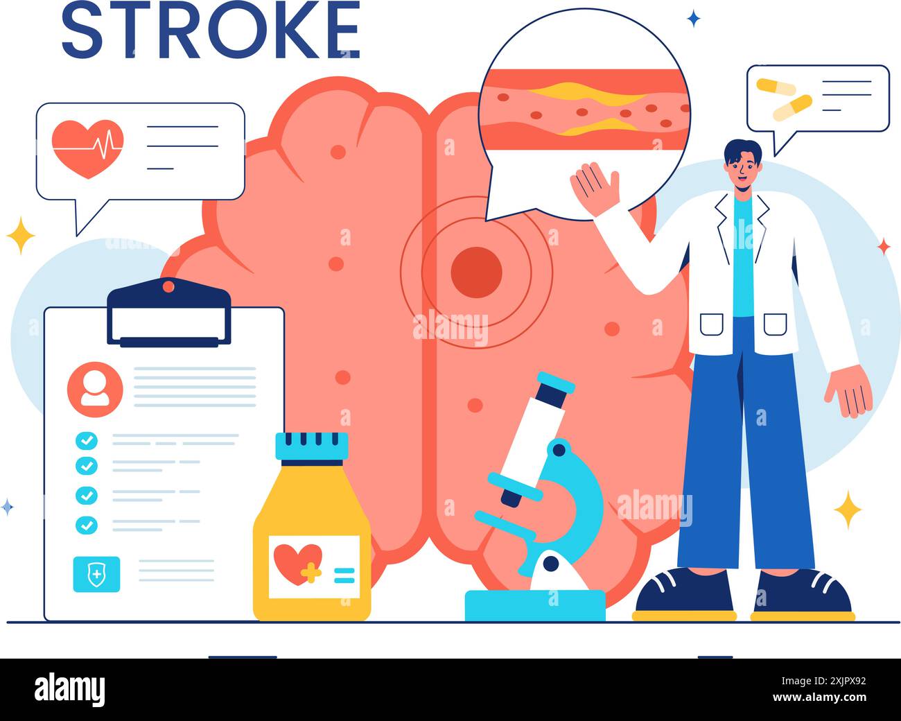A Vector Illustration of Human Brain Stroke Highlighting Medical ...