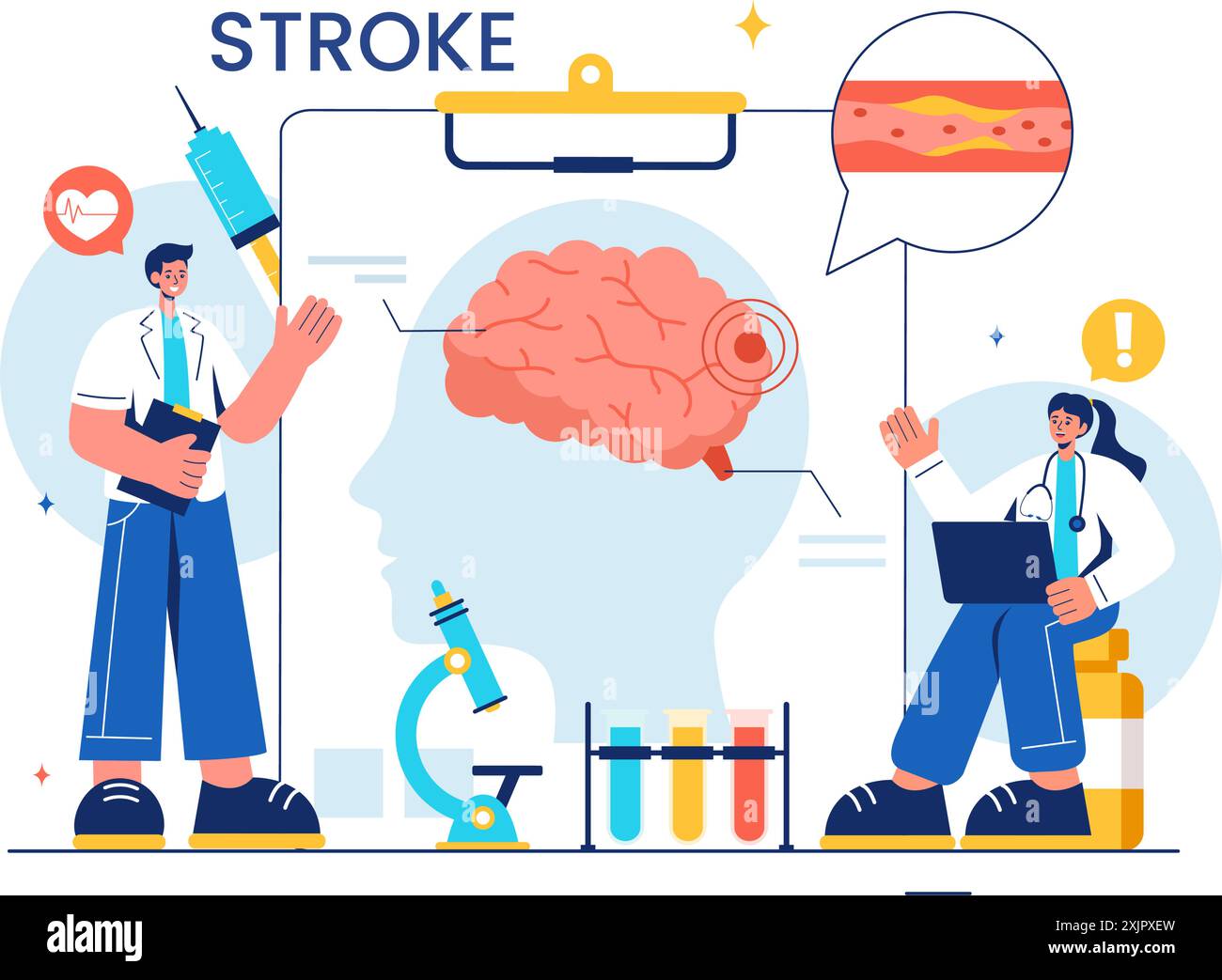 A Vector Illustration of Human Brain Stroke Highlighting Medical ...