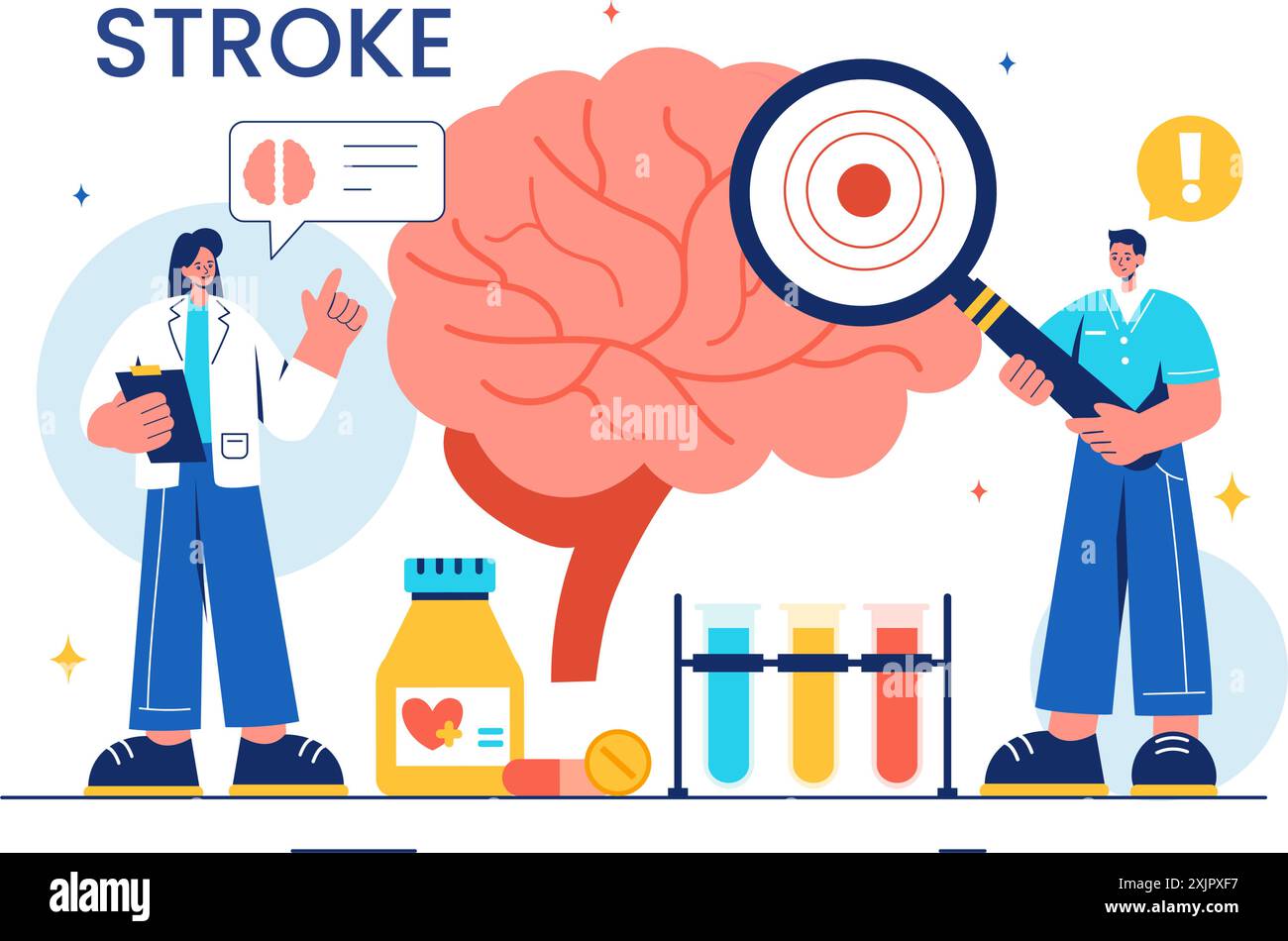 A Vector Illustration of Human Brain Stroke Highlighting Medical ...
