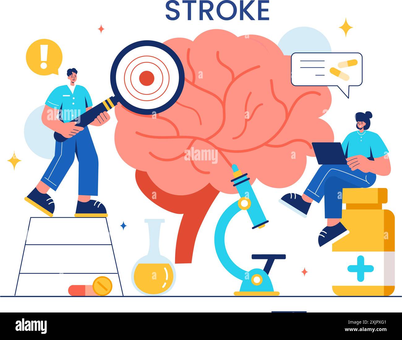 A Vector Illustration of Human Brain Stroke Highlighting Medical ...