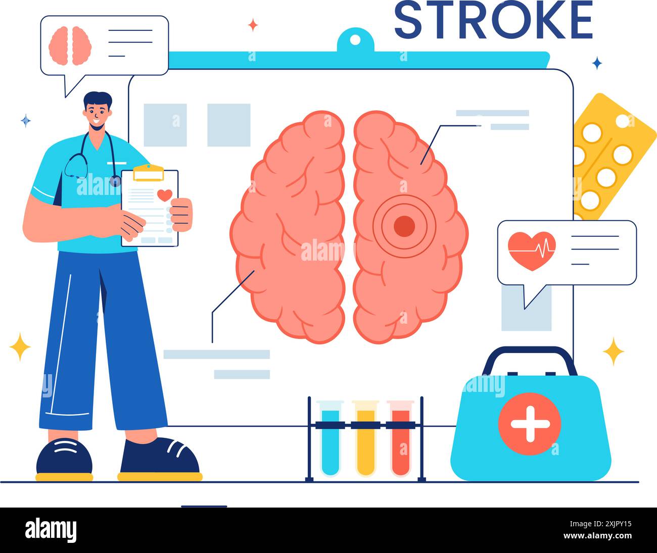 A Vector Illustration of Human Brain Stroke Highlighting Medical ...
