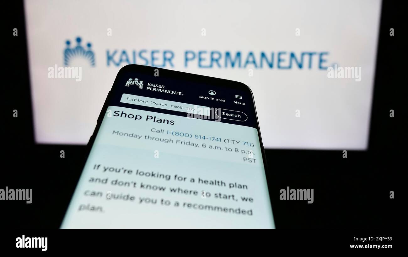 Stuttgart, Germany, 10-27-2023: Smartphone with webpage of US managed ...