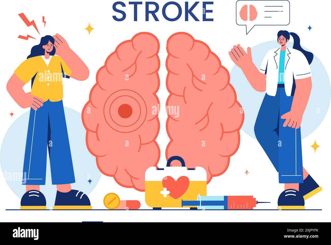A Vector Illustration of Human Brain Stroke Highlighting Medical ...
