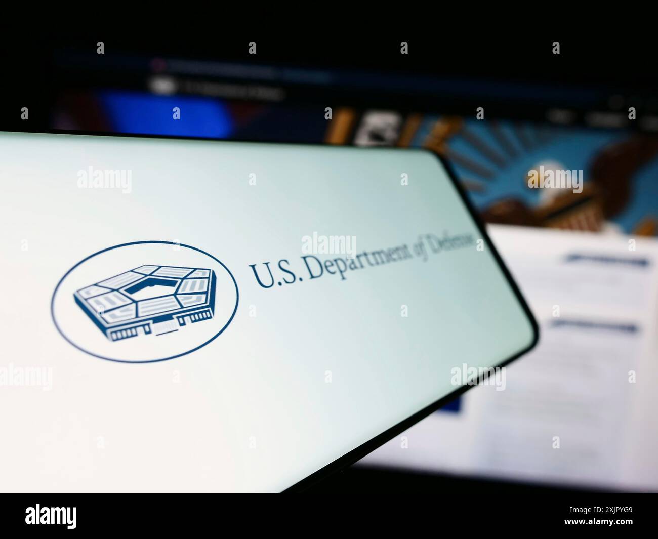 Stuttgart, Germany, 10-29-2023: Cellphone with logo of United States ...