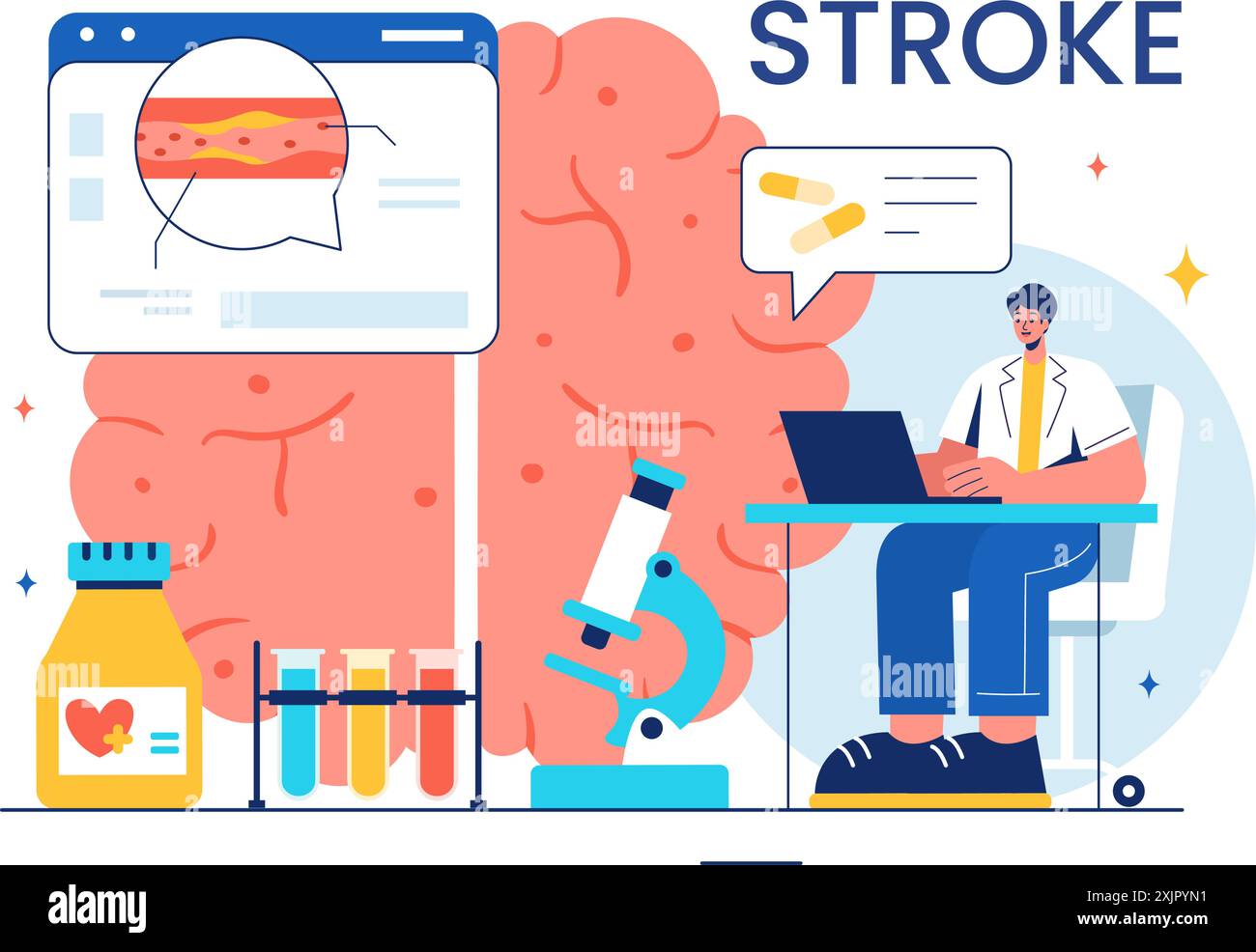 A Vector Illustration of Human Brain Stroke Highlighting Medical ...