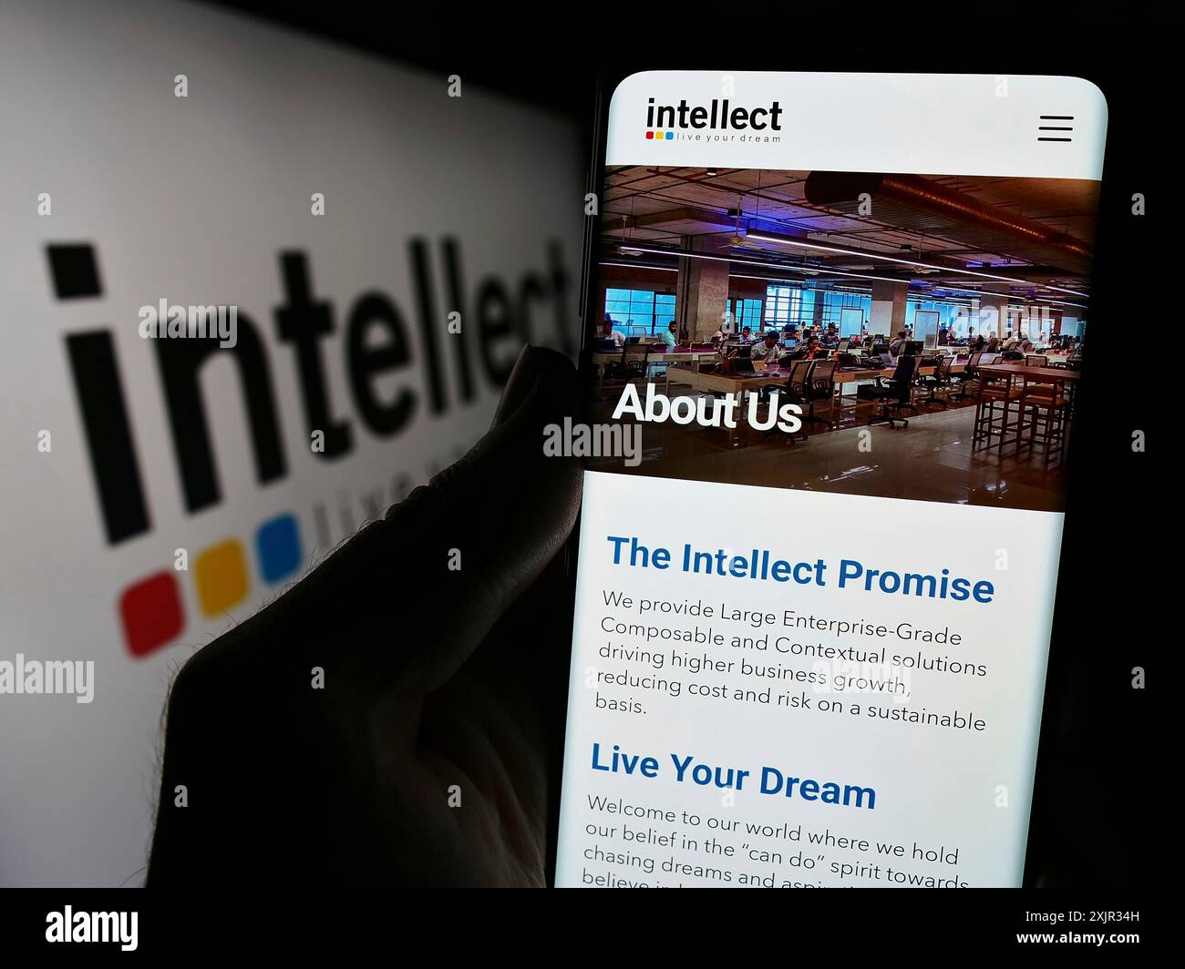 Stuttgart, Germany, 12-15-2023: Person holding cellphone with webpage ...