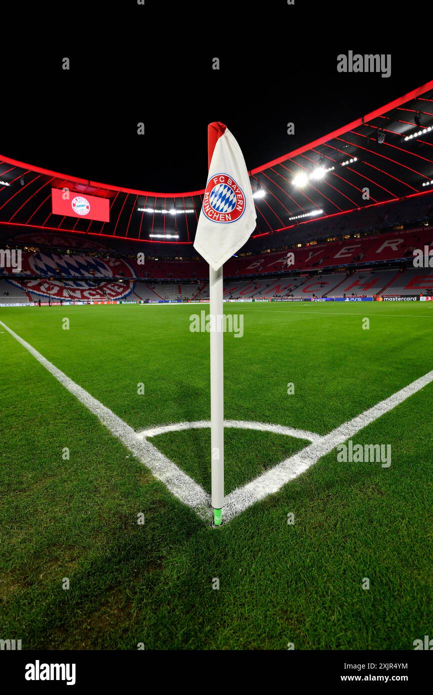 CL, Champions League evening, Allianz Arena, interior, corner flag ...