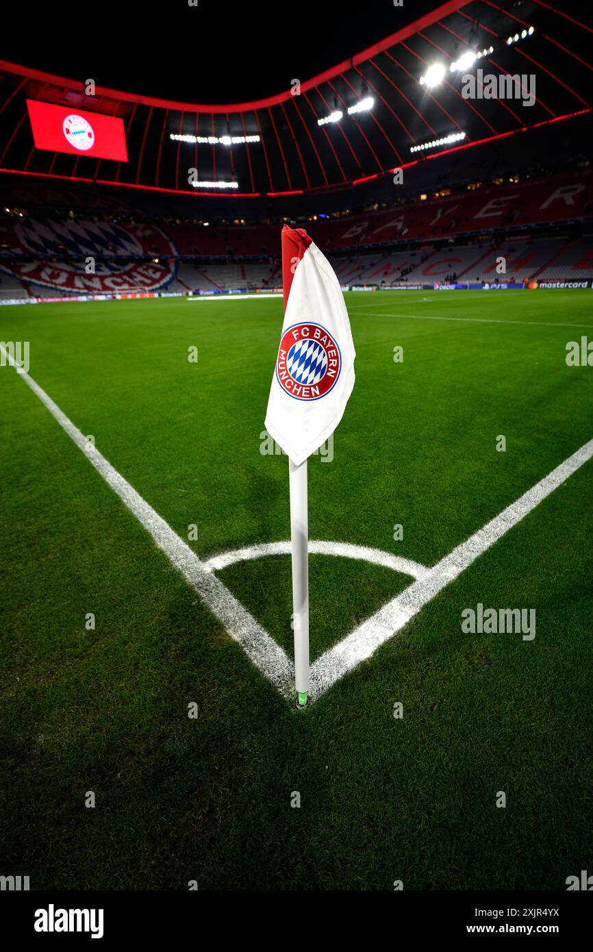CL, Champions League evening, Allianz Arena, interior, corner flag ...