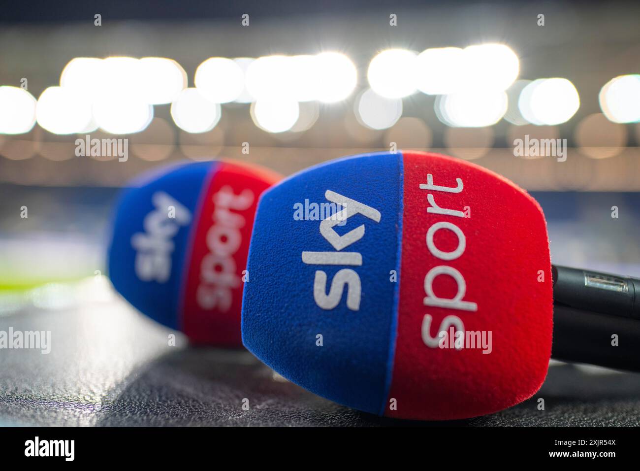 SKY microphone, microphone, logo, stadium interior, floodlight, PreZero ...
