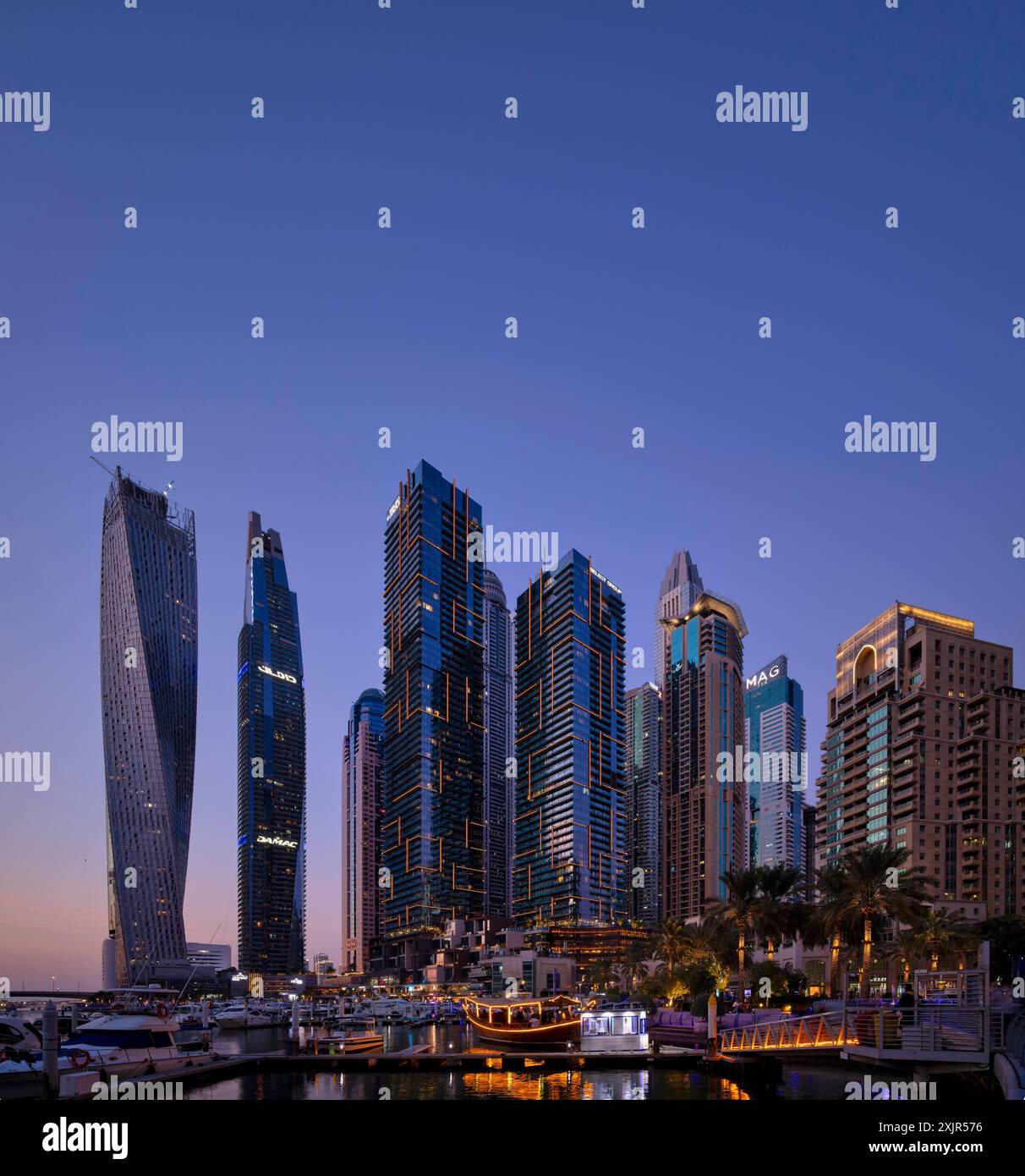 Marina, Skyline, Cayan Tower, DAMAC Heights, Logo, Dubai Marina ...