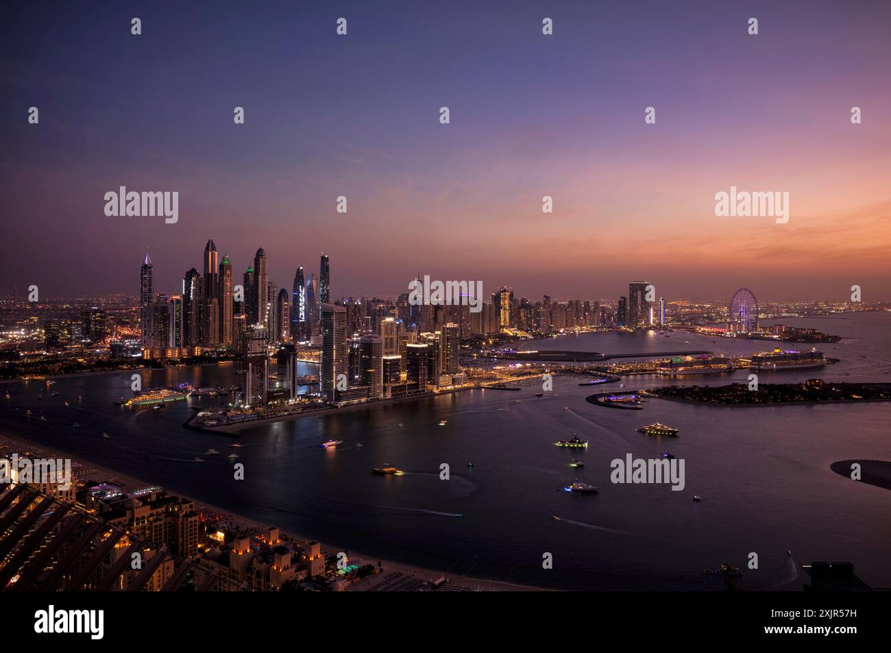 Night shot, view from The View At the Palm viewing platform of skyline ...