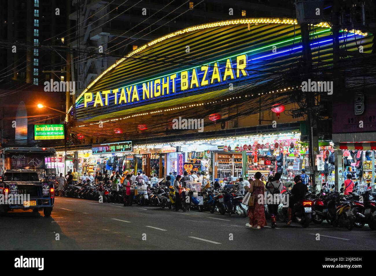 Night market lettering Pattaya Night Bazaar Stock Photo - Alamy