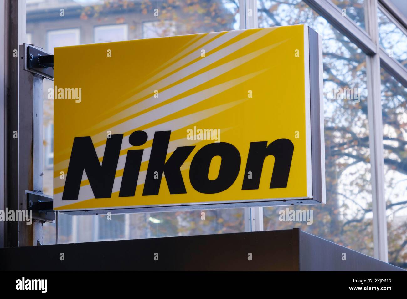 Nikon, facade with sign and logo, Essen, Ruhr area, North Rhine ...