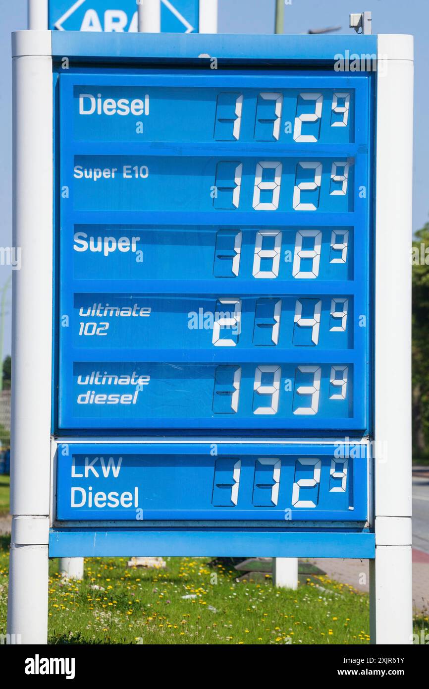 Price board at an Aral petrol station, Germany Stock Photo - Alamy