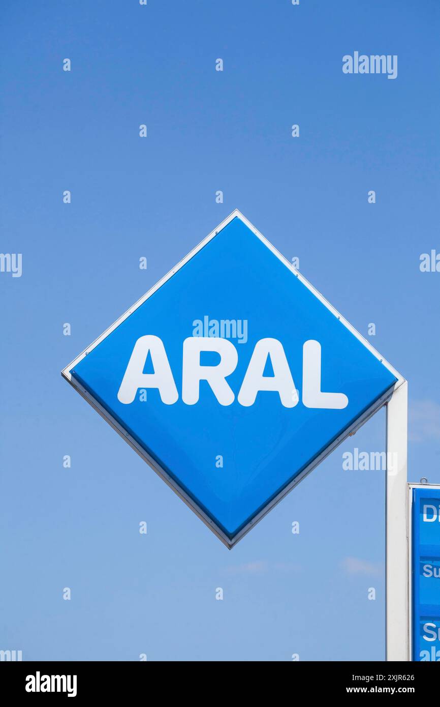 Aral logo at an Aral petrol station, Germany Stock Photo - Alamy