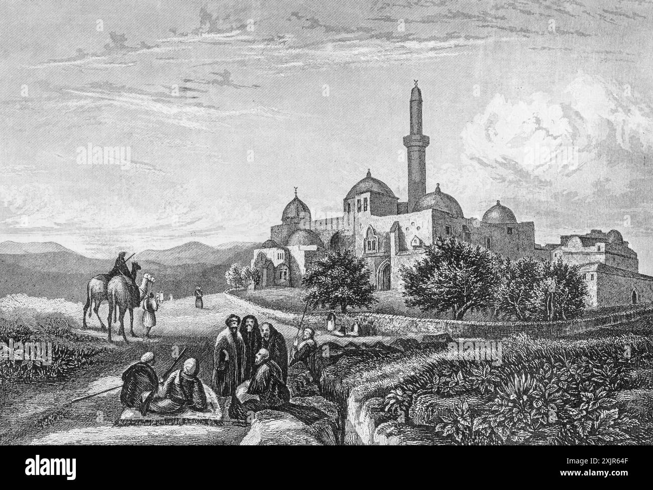 Zion, Tower Castle and later Temple in Jerusalem, Old Testament, camels ...
