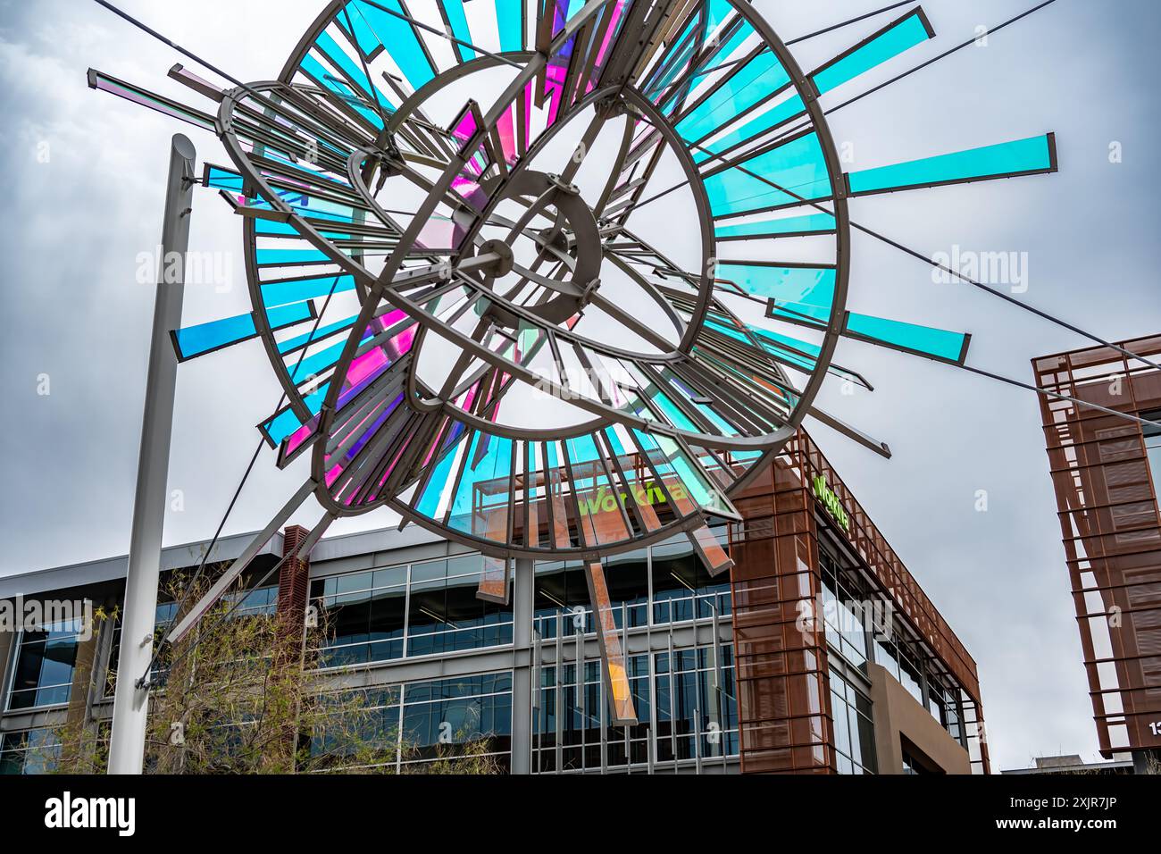 Scottsdale, Arizona, USA - 3.23.2024: Sunburst sculpture of stainless ...