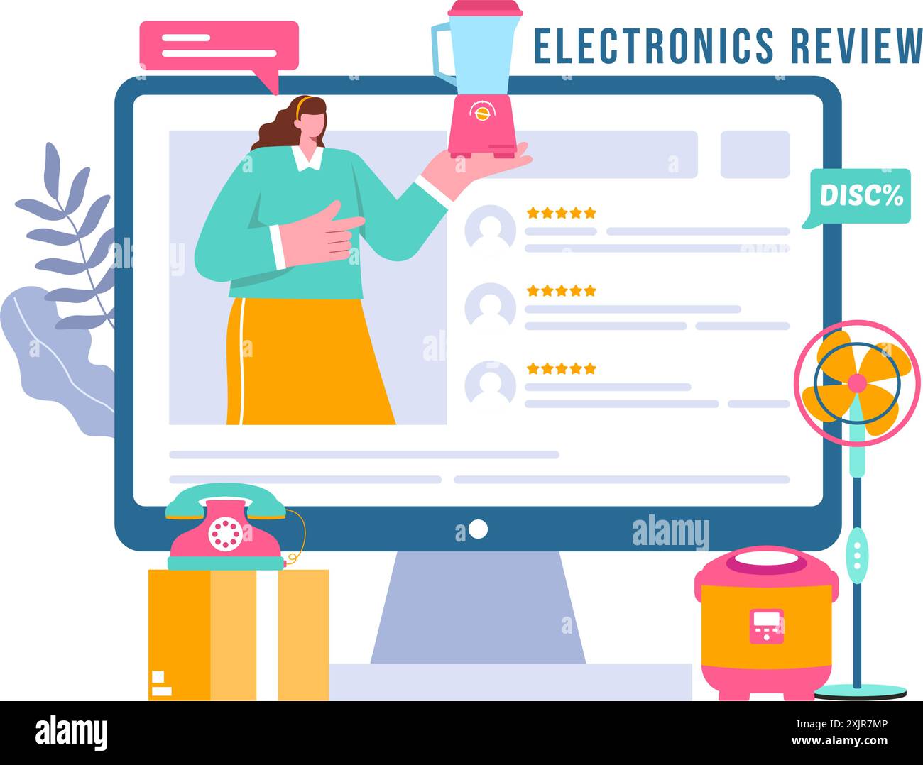 Electronics Review Vector Illustration with Customer Ratings on Quality ...