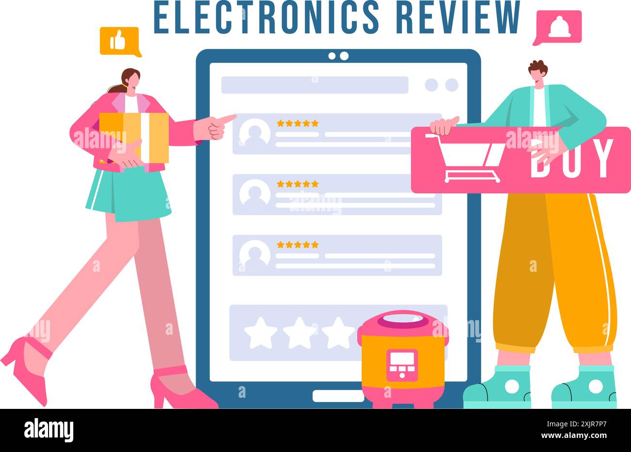 Electronics Review Vector Illustration with Customer Ratings on Quality ...