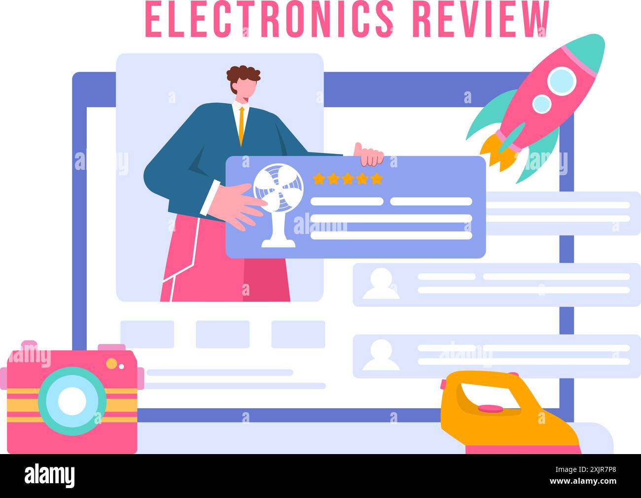 Electronics Review Vector Illustration with Customer Ratings on Quality ...