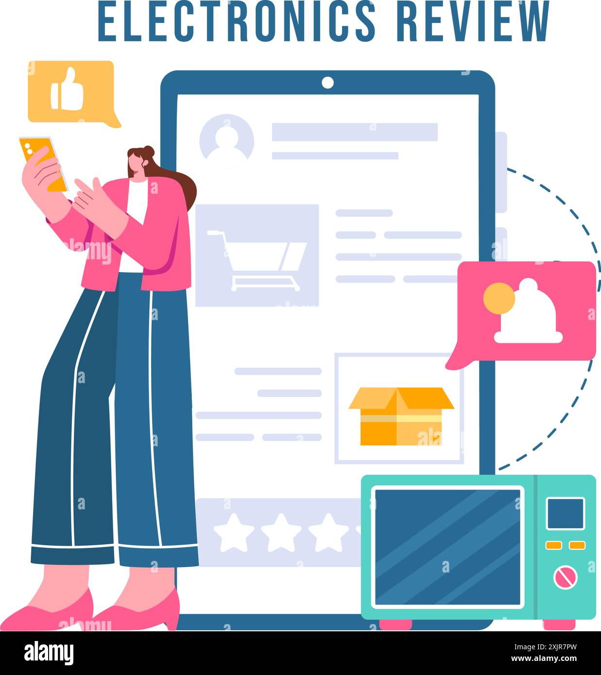 Electronics Review Vector Illustration with Customer Ratings on Quality ...