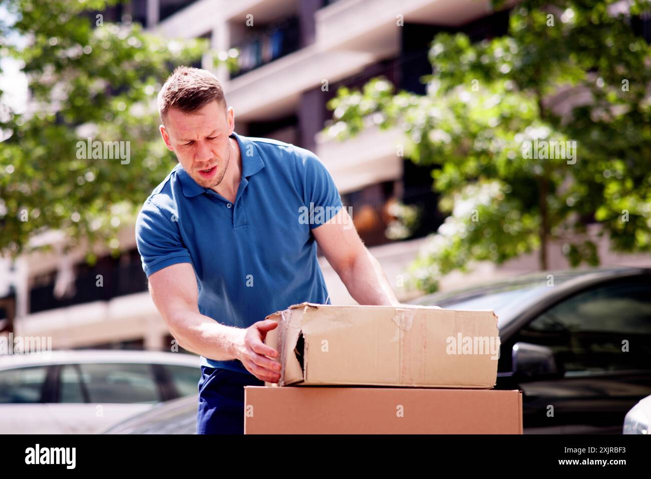 The Delivery Disaster: A young Caucasian man shows his mistake in ...