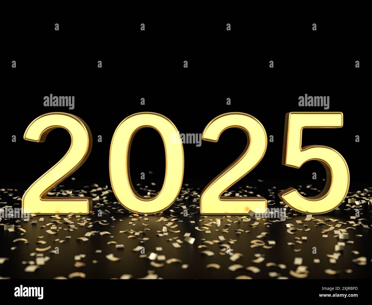Gold new 2025 on a black background. 3d illustration Stock Photo - Alamy