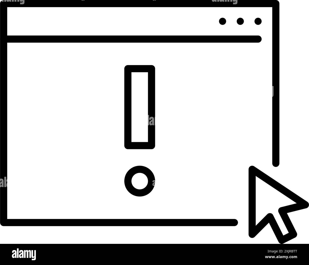 Web browser page with exclamation mark and mouse pointer. Important ...