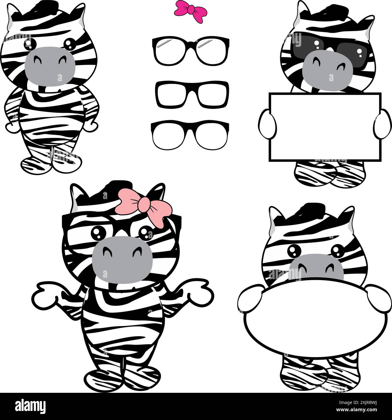cute baby zebra cartoon collection pack in vector format Stock Vector ...