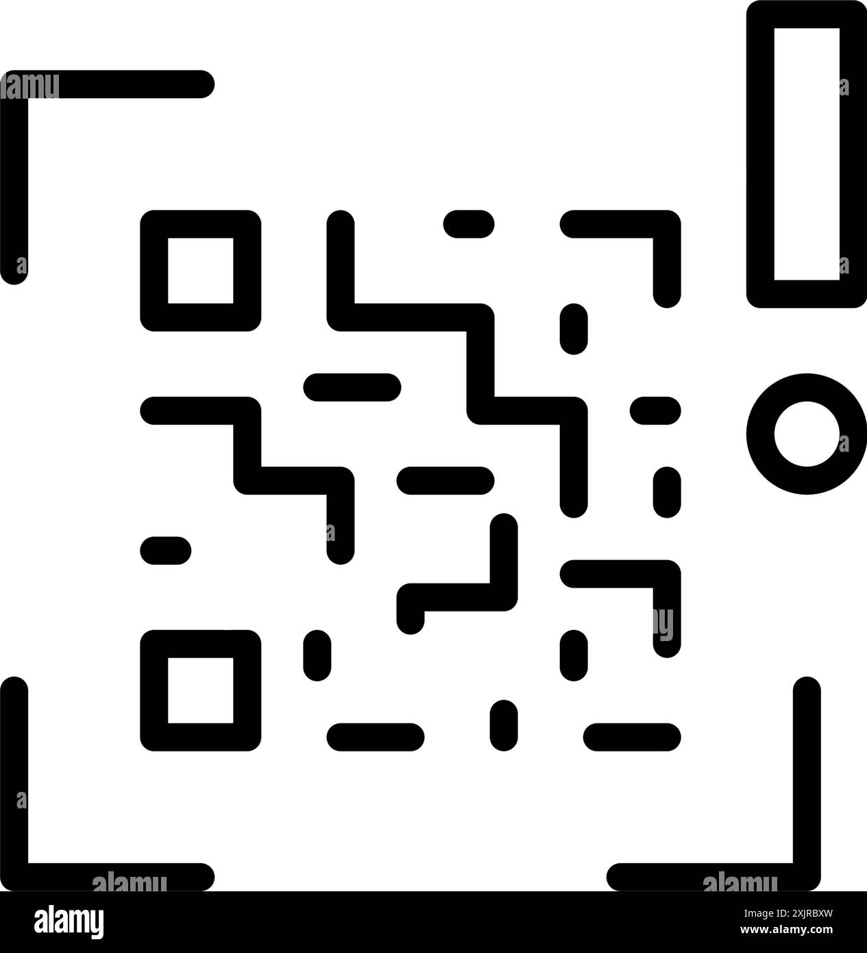Qr code scan and exclamation mark. Security notification, error alert. Pixel perfect, editable ...