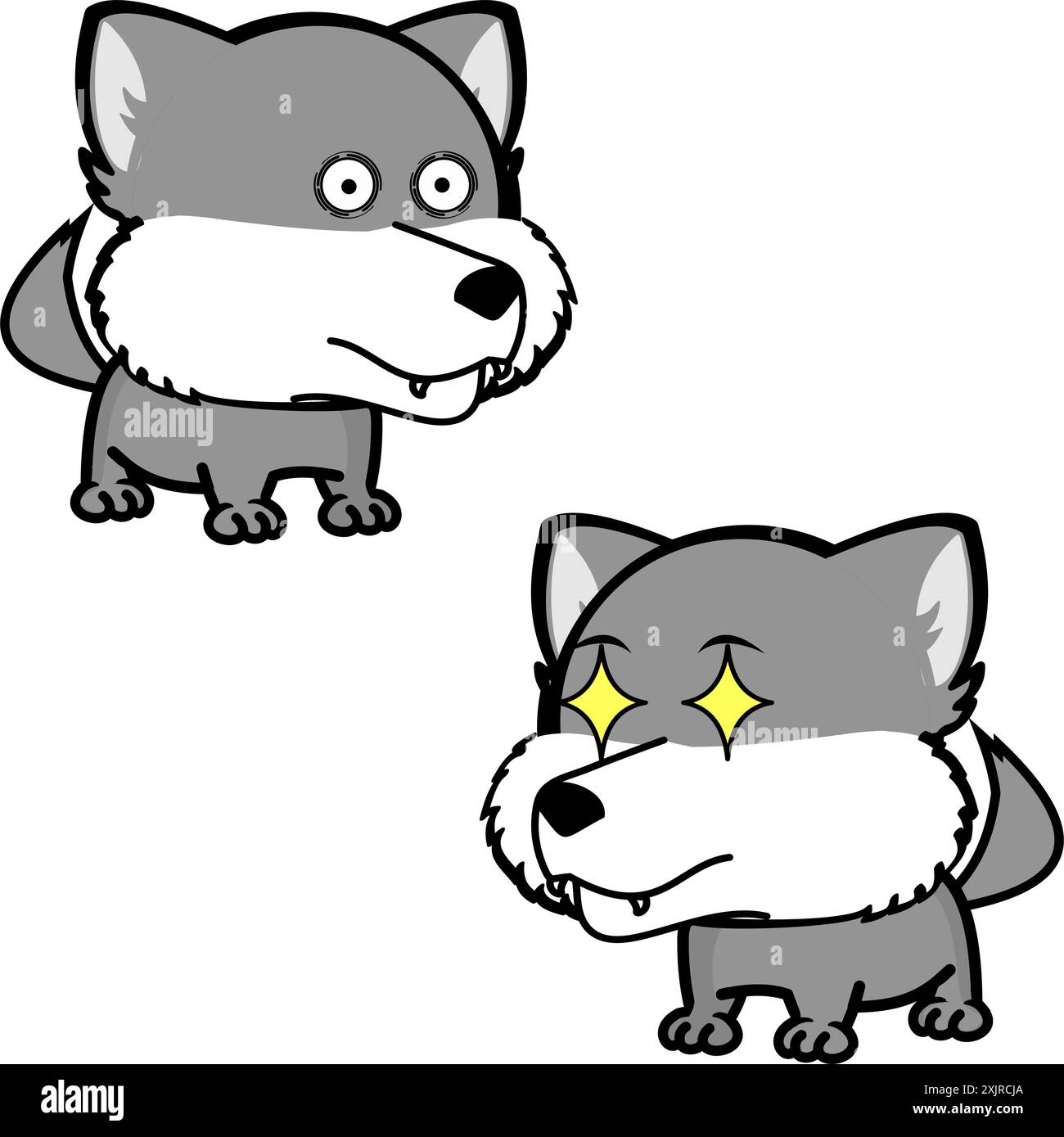 wolf cartoon kawaii expression pack collection in vector format Stock ...