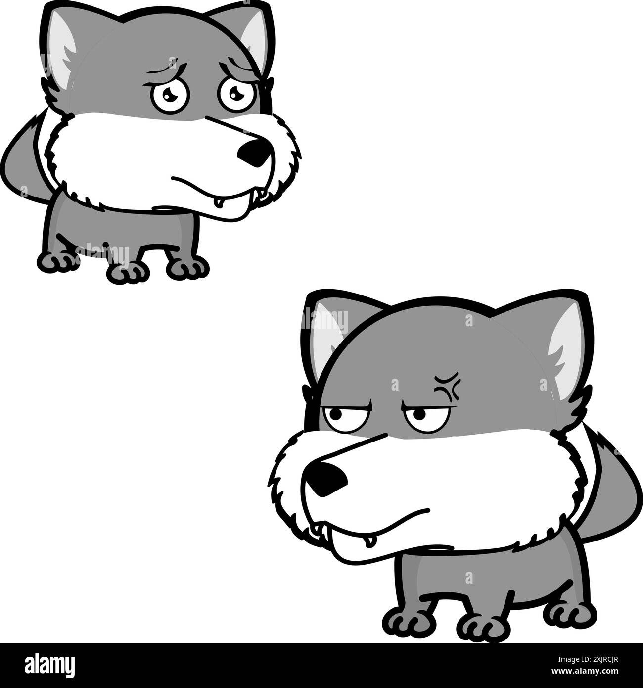 wolf cartoon kawaii expression pack collection in vector format Stock ...