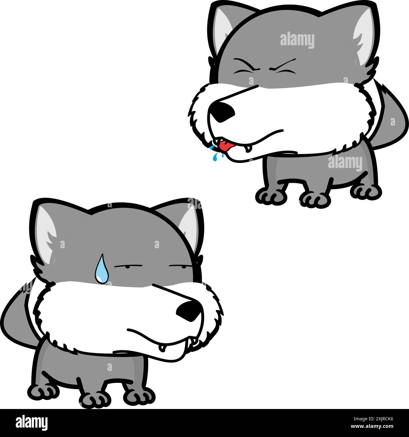 wolf cartoon kawaii expression pack collection in vector format Stock ...