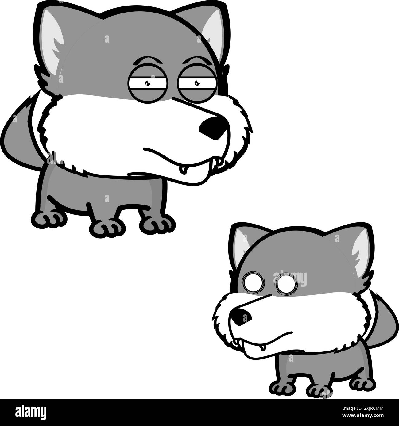 wolf cartoon kawaii expression pack collection in vector format Stock ...