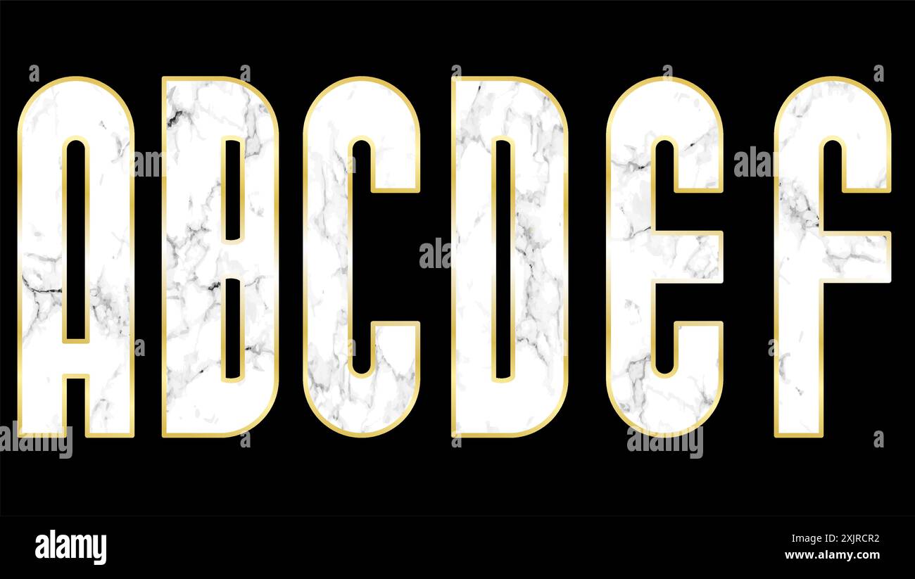 Abstract marble and golden alphabet letters pack collection ...