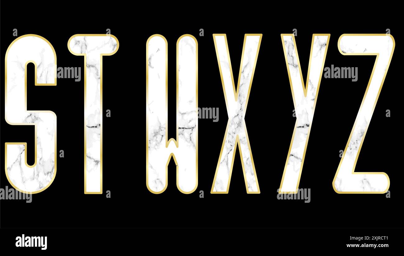 Abstract marble and golden alphabet letters pack collection ...