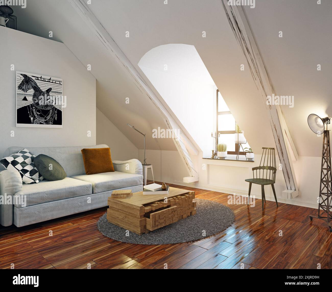 Open living home roof interior hi-res stock photography and images - Alamy