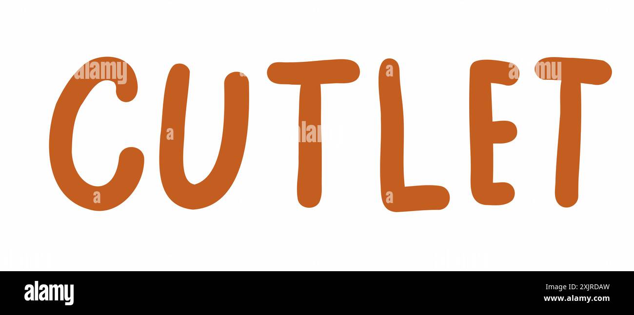 Cutlet hand drawn lettering word. Hand written title. Childlike word ...