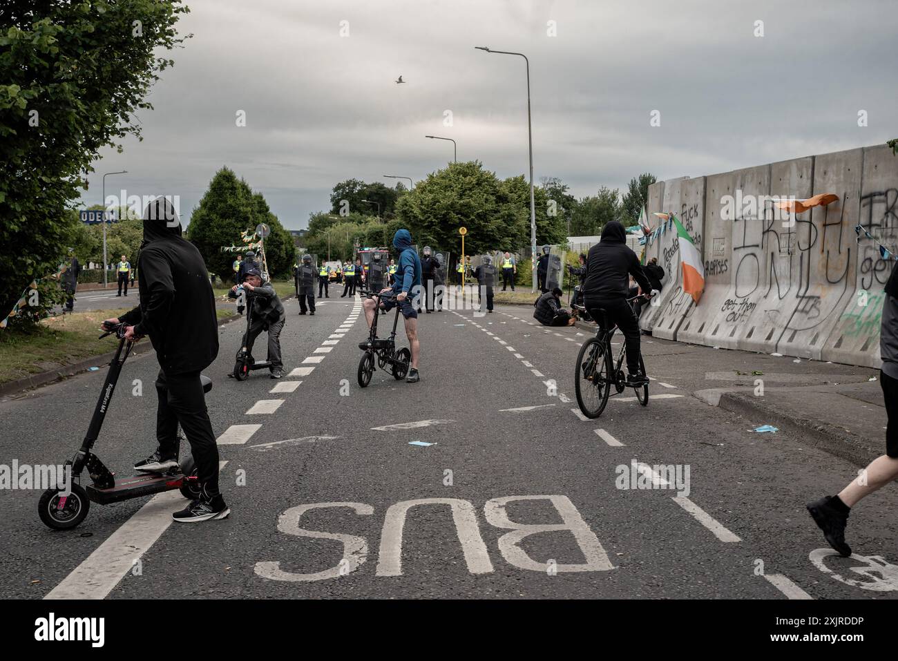 Protesters face the riot police after a small clash between the two. A ...